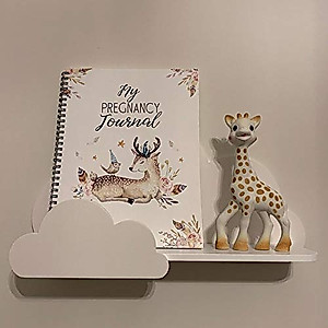 Happy Woody Set of 2 Cloud Wall Shelves for Nursery/Wooden Floating Shelf/Baby Room Decor/Nursery Room Decoration/Kids Room Wall Decor/Gift Set (White)