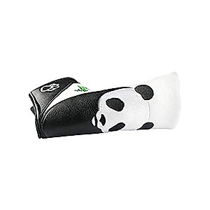 PINMEI Golf Blade Putter Cover Golf Putter Headcover Synthetic Leather Closure for Scotty Cameron Odyssey Blade Taylormade Ping (White black panda)