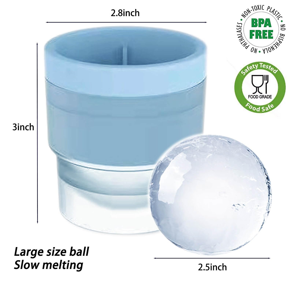 Whiskey Glasses,4-piece set (2 Crystal Glasses, 2 Round Ice Ball Molds) In Gift Box, 10 oz Old Fashioned,2.5 Inches Sphere Ice Ball,Cocktails,Brandy,Whiskey Gift for Men at Home Bar