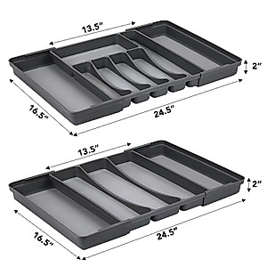 3 Pack Clear Plastic Drawer Organizer, No-Slip Cutlery Tray Utensil Organizer for Kitchen Drawers, Cosmetic Tray for Dressing Table Makeup Storage Organiser in Bedroom and Living Room 7.5" X 13"