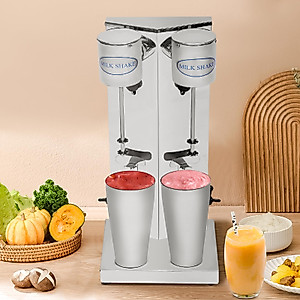 Double Heads Milkshake Maker Machine Commercial Electric Smoothie Blender Stainless Steel, Electric Smoothie Ice Cream Maker for Commercial and Home(180W)