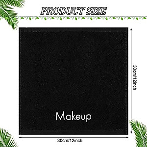 30 Pcs Makeup Remover Wash Cloth Bulk Fleece Microfiber Facial Towel Reusable Cotton Absorbent Washcloth Soft Drying Towel Cleansing with 2 Spa Headbands for Clean and Make Up,12 x 12 Inches (Black)