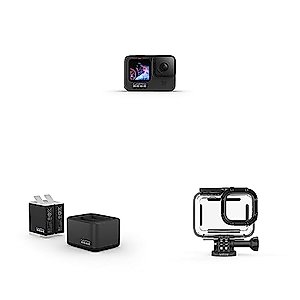 GoPro HERO9 Black - Waterproof Action Camera & Dual Battery Charger + 2 Enduro Batteries (HERO11 Black/HERO10 Black/HERO9 Black) & Protective Housing (HERO11 Black/HERO10 Black/HERO9 Black)