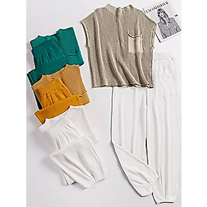 ANRABESS Women's Two Piece Outfits Sweater Sets Knit Pullover Tops and Casual Pants Tracksuit Matching Sets Loungewear 2023 Summer Fashion Clothes Sweat Suit 953qiankaqi-L