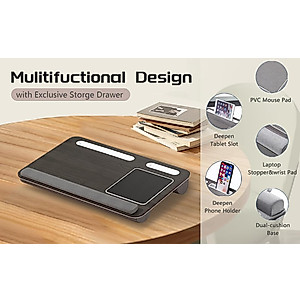 MCMACROS Laptop Lap Desk Home Office with Cushion, Mouse Pad, and Phone Holder for Couch Bed, Dorm Room Essentials as Computer Laptop Stand, Book Tablet- Fits Up to 17 Inch Laptops, Oak Grey