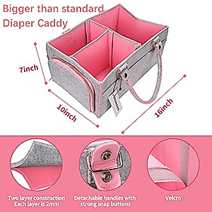 Baby Diaper Caddy Organizer for Girl Boy Large Nursery Storage Bin Basket Portable Holder Tote Bag for Changing Table and Car Baby Shower Gifts Newborn Essentials Baby Registry Must Haves Items