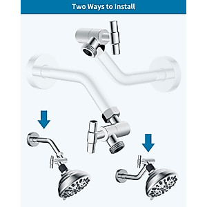 Hibbent All Metal Shower Head Elbow Adapter, 360 ° Adjustable Swivel Brass Showerhead Adapter, Stainless Steel Shower Arm Extension for Fixed and Rain Showerhead, Wall Mounted Shower Connector, Chrome