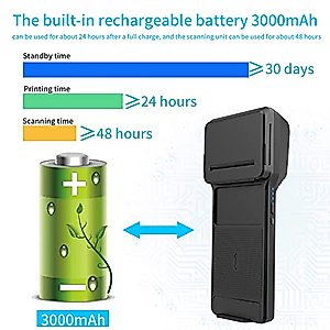 58mm POS Thermal Receipt Printer,Bluetooth Handheld POS Machine Terminal Printer Mobile POS Portable Back Clip Receipt Printer with Barcode Scanning Function Support SPP Protocol