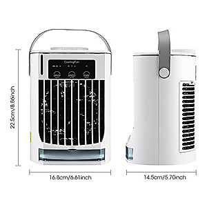 Portable Room Air Conditioners - 3 in 1 Personal Evaporative Air Cooler,3 Speeds Personal Small Air Conditioner,Portable AC Mini Air Conditioner Cooling Fan for Room Bedroom Office Desk Car Tent