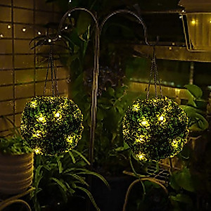 Beaupretty Solar Grass Ball Light Decorative Grass Balls Green Solar Lights Outdoor Artificial Topiary Plant Round Grass Flower Garland Decorations Garden Solar Lamp Warm White Plastic Lob