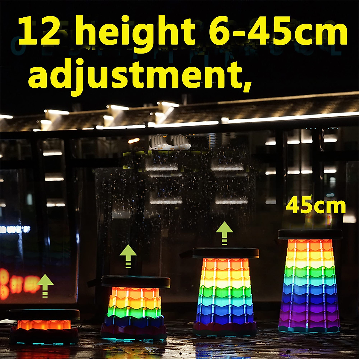 Upgraded Portable Folding Stool, Height Adjustable Retractable Stool, Folding Stools for Adults Load 600Ib,Collapsible Stool for Camping Fishing Travel Hunting Outdoor Indoor(Red)