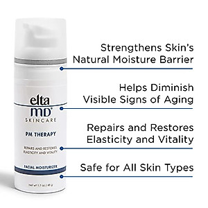 EltaMD PM Therapy Facial Moisturizer Lotion, Lightweight Face Moisturizer for Women with Hyaluronic Acid, Hydrates and Moisturizes Skin, Oil Free, Fragrance Free, Safe for Sensitive Skin, 1.7 oz Pump