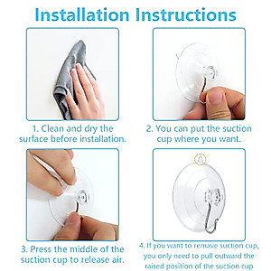 Piutouyar 12Pcs Suction Cup Hooks, 1.77 Inch Clear Suction Cup with Stainless Steel Hook Removable Heavy Duty Wall Hooks for Window Wall Bathroom Shower Kitchen Door Holds up to 4 lbs