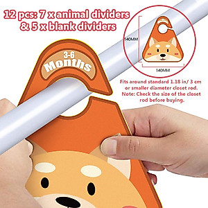 MEEGEEM Kimuise 12 pcs Baby Nursery Clothes Closet Organizer Dividers, Double Side Designed, Kid Clothing Rack Size Hangers,No-Slip,Newborn to 24 Months