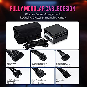 G.Skill MB850G PSU, 80 Plus Gold, Fully Modular ATX Power Supply 850 Watt, Compact 140mm Size, 120mm Cooling Fan, Gaming Computer Power Supply