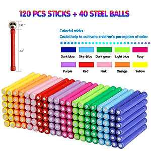 MONILON 160 Pcs Magnet Building Sticks Kids Toys, Lengthen Magnetic Construction Building Blocks Set 3D Brain Training Learning Educational DIY STEM Toys