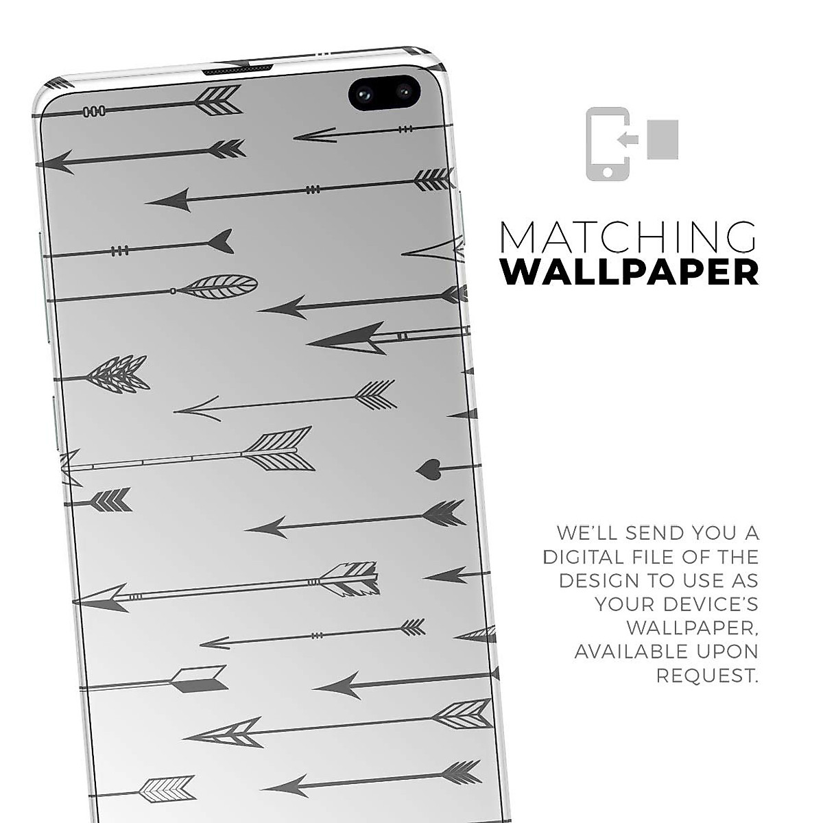 DesignSkinz Vector Black Arrows Protective Vinyl Decal Wrap Skin Cover Compatible with The Samsung Galaxy S20 (Screen Trim & Back Glass Skin)