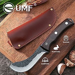 UMF Skinning Knife Deer Wide Skinning Knives Field Dress Knife with Sheath Fixed Blade Knives for Hunting Deer and Butchering