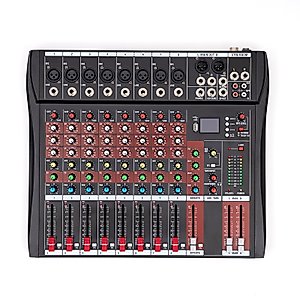 8 Channel Mixing Console Audio Mixer Bluetooth Studio Audio Mixer Sound Mixing Console Desk System Interface with USB Drive for PC Recording AC 110V