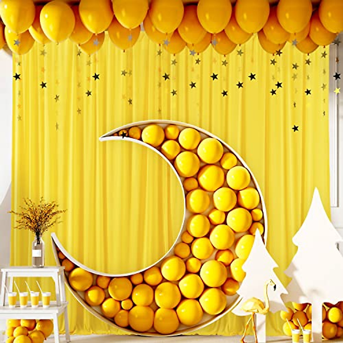 10x10 Yellow Backdrop Curtain for Parties Wrinkle Free Lemon Yellow Photo Curtains Backdrop Drapes Fabric Decoration for Birthday Party Wedding Baby Shower 5ft x 10ft,2 Panels