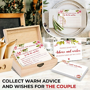 STOFINITY Advice and Wishes for The Mr and Mrs - Wedding Advice Cards for Bridal Shower Decorations, Bridal Shower Advice Cards for Bride and Groom, Floral Bridal Shower Games Advice and Wishes Box