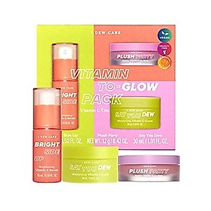 I Dew Care Skincare Set - Vitamin To Glow Pack | With Niacinamide, Grapefruit Extract, Vitamin C, Vitamin E, Vitamin B5, Serum, Cream, Lip Mask, Illuminating Vitamin C Trio, Gift, Spa day, Gift set, Travel Size, Korean Skincare, TSA Friendly Sizes