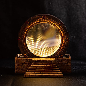 Karc Stargate Mirror Infinity Mirror Tunnel Stargate Model Figure Time Tunnel Merchandise Night Light Table Lamp Desktop Decoration Gift for Children and Adults with Ligh