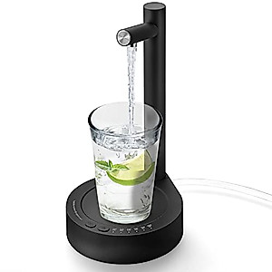 AUAUY Desktop Water Bottle Dispenser, Smart 6 Levels Table Top Water Dispensers for 5 Gallon & Universal Bottles, USB Portable Charging Automatic Water Jug Dispenser for Home,Office,Outdoor(Black)