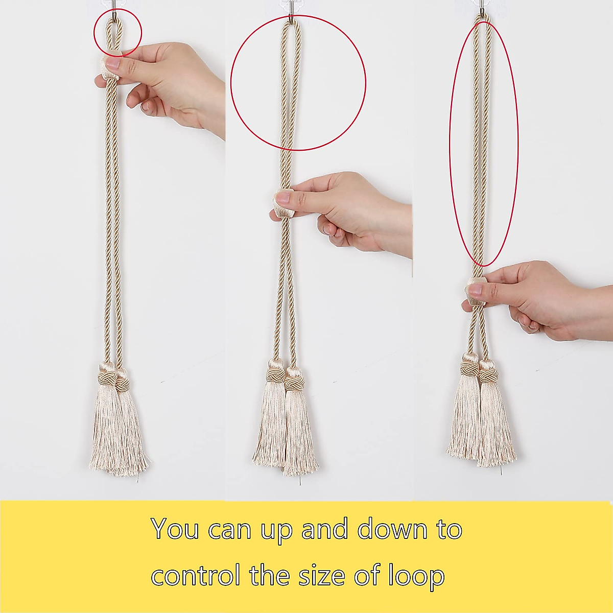 HedongHexi Curtain Tiebacks with Tassel,Modern Rope Window Curtain Ties Backs for Draperies, Outdoor Elegant Decorative Curtain Holdbacks