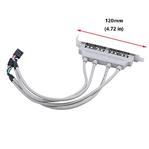 Antrader 4 Ports USB 2.0 Port Slot Plate Adapter Panel Cable Female Screw to Motherboard 9pin Header Panel Mount Cable Copper Extender Cable 30cm Long 2pcs