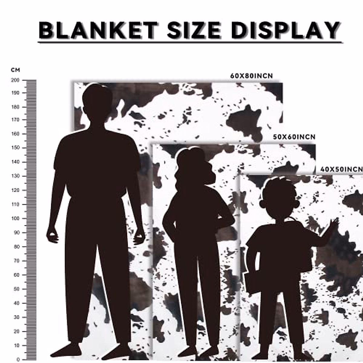 Fleece Cow Print Throw Blanket, Super Soft Flannel Cozy Cow Blankets for Adults, Lightweight Fuzzy Cow Blankets for Couch Sofa Bed Office, Throw Size Warm Plush Blankets for All Season 50"×60"