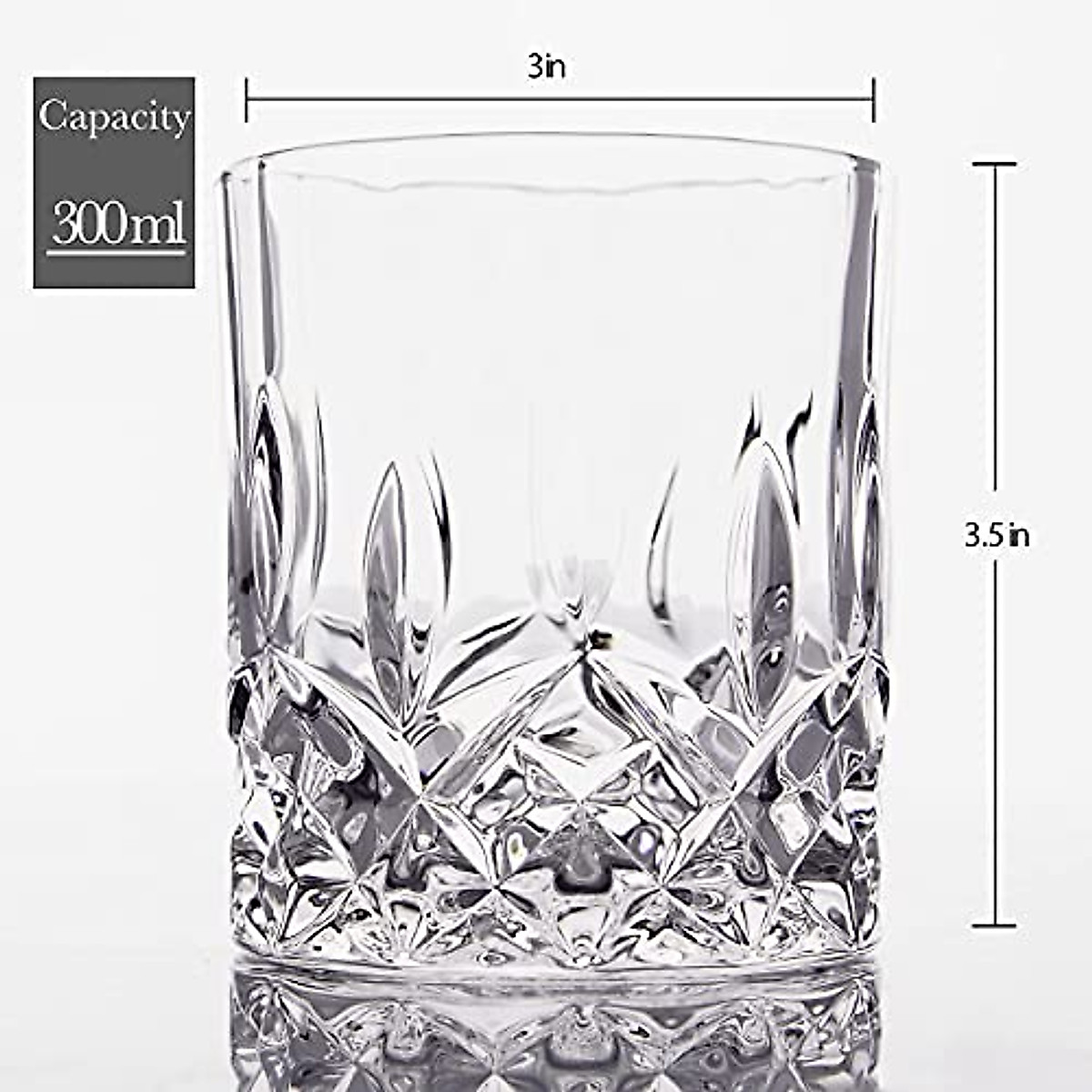 LEMONSODA Crystal Cut Old Fashioned Whiskey Glasses - 10oz Ultra-Clear Premium Lead-Free Crystal Glass Tumbler For Drinking Bourbon, Scotch, Cocktails (Set of 4)