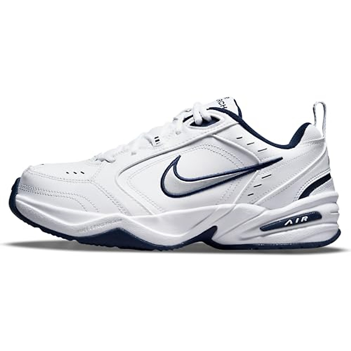 Nike Men's NIKE AIR MONARCH IV (4E) RUNNING SHOES -11.5; White / Metallic Silver-Midnight Navy