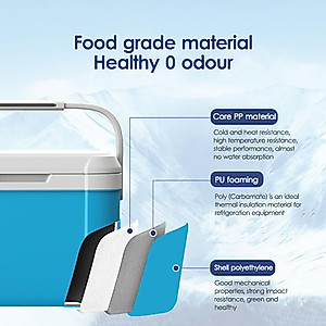 Camping Cooler Insulated Portable Cooler Ice Retention Hard Cooler with Heavy Duty Handle for Lunch Beach Drink Beverage Travel Camping Picnic Car Trips (White-5qt)