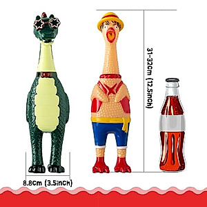 Lufei Squeaky Rubber Chicken Dog Toy - Screaming Dinosaur Squeaky for Small/Medium Dogs