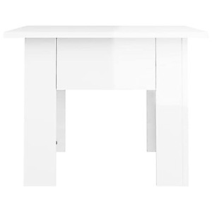 QJBSAVVA Coffee Table High Gloss White 21.7"x21.7"x16.5" Engineered Wood,Floor Standing Table Table for Living Room Cocktail Table Suitable for Meeting Rooms, Reception Rooms, Offices