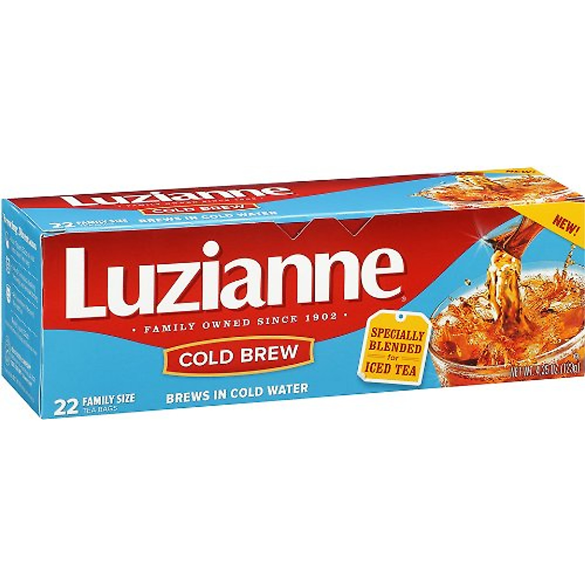 Luzianne Cold Brew Black Tea Bags, Family Size, Unsweetened, 22 Count Box, Specially Blended for Cold Brew in Water, Clear & Refreshing Home Brewed Southern Iced Tea
