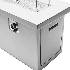 Bluegrass Living HF42181 Propane Fire Pit Table for Patio and Deck Use, MGO Construction, Includes Crystal Glass Beads and Protective Fabric Cover, 42 Inch x 20 Inch, Concrete Finish