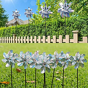 ELECTRFIRE Pinwheels for Yard and Garden Reflective with Stakes 10 Pack, Extra Sparkly Pin Wheel for Garden Decoration, Outdoor Wind Catcher