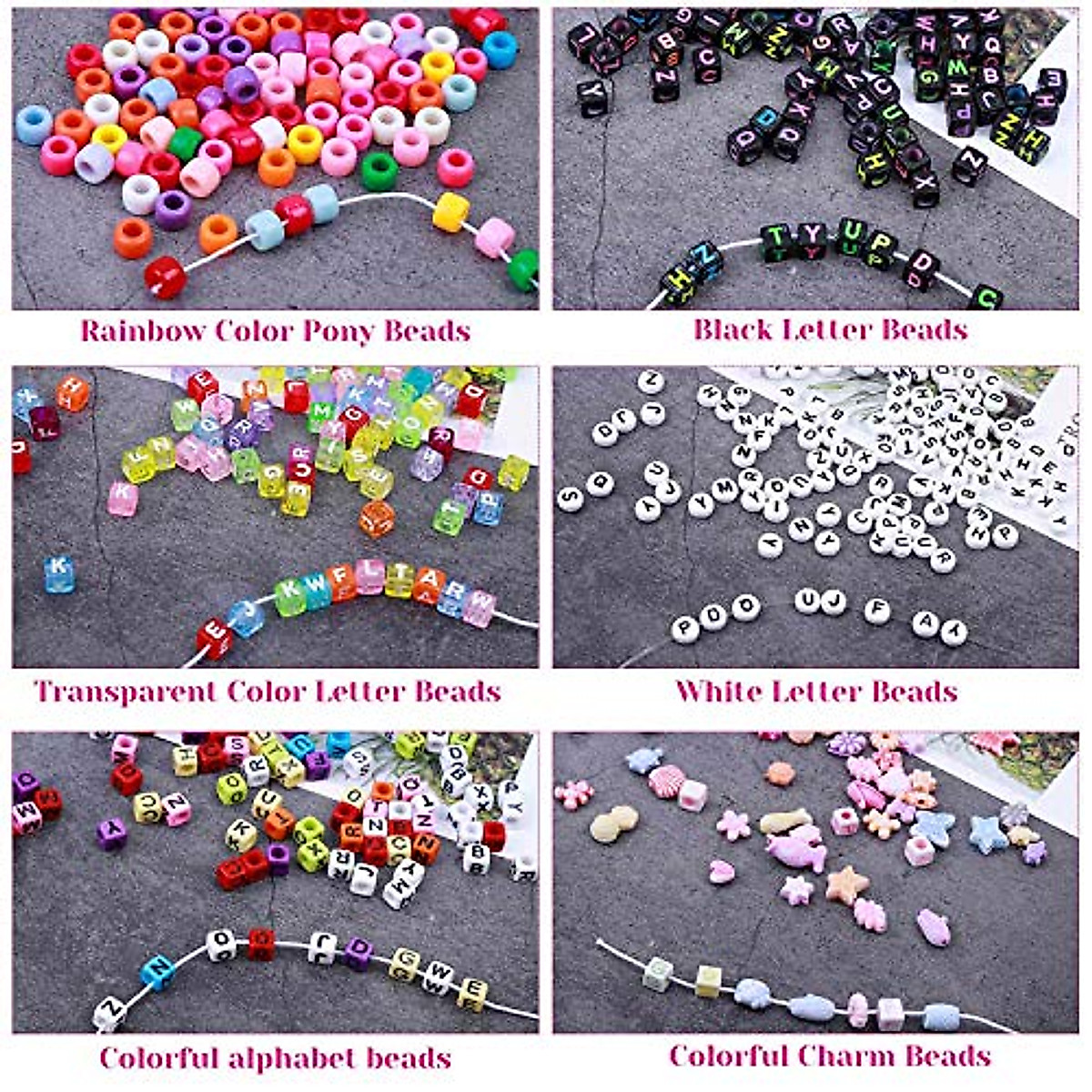 Bead Bracelet Making Kit, Shynek Bead Friendship Bracelets Kit with Pony Beads Letter Beads Charm Beads and Elastic String for Bracelet and Jewelry Making