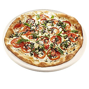 Pizza Stone for Oven, Grill, BBQ - Round 5/8 Inch Extra Thick Baking Stone w/Safe & Even Heating - XL 16.5" Pan for Crispy Crust, Made of Heavy Duty Cordierite can Withstand 550+ Degrees Fahrenheit