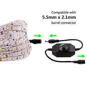 LED Strip Lights Dimmer Switch Stepless Compatible for LED Dimmable Lights, LED Rope Light 3528,5050,5630(3 Pack)