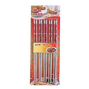 10 Pcs (5 Pairs) High Quality Fish Design Silver Stainless Steel Chopsticks