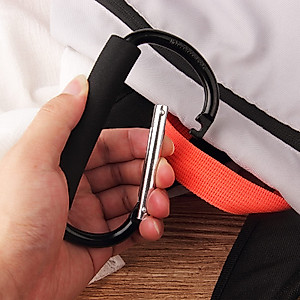 sansheng 4 Pack Large Carabiner 5.5" D Style Click and Carry Bag Carrier Stroller Hooks(Black and Blue)