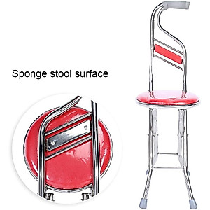 Walking Stick Chair Combo,Massage Seat Board & Ergonomic Handle, Adjustable Anti-Skid Walking Stick for Arthritis Disabled and Elderly