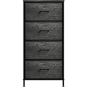 Sorbus Dresser with 4 Faux Wood Drawers - Tall Storage Unit Organizer Tower for Clothes - Bedroom, Hallway, Living Room, Closet, & Dorm Chest Furniture - Steel Frame, Wood Top, Easy Pull Fabric Bins