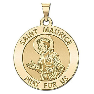 PicturesOnGold.com Saint Maurice Religious Medal - 2/3 Inch Size of Dime, Sterling Silver