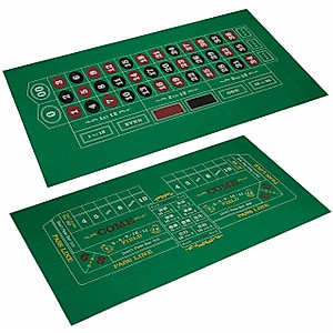 Brybelly Double-Sided Craps Table & Roulette Casino Felt | Convenient, Space-Saving 36" x 18" Roll-up Casino Gambling Tabletop Mat | Smooth 2mm Mini-Felt for Coffee Table Texas Hold 'Em & Blackjack