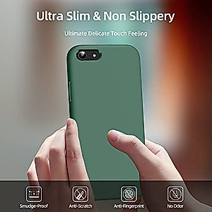 Dssairo [3 in 1 for iPhone SE case 2022/3rd/2020/2nd gen, iPhone 7/8 case，with 2 Pack Screen Protector, Liquid Silicone Ultra Slim Shockproof Protective Phone Case [Microfiber Lining] (Alpine Green)