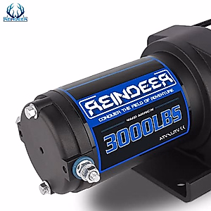 REINDEER New 12V Winch 3000 lb Load Capacity Electric Winch Kit for ATV UTV Steel Cable Wire Rope with Hawse Fairlead Waterproof IP67 with Wireless Remotes